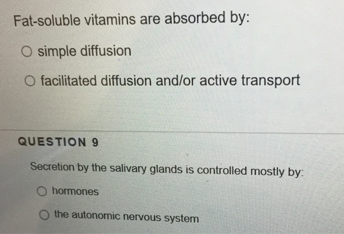 Solved Fat-soluble vitamins are absorbed by: simple | Chegg.com