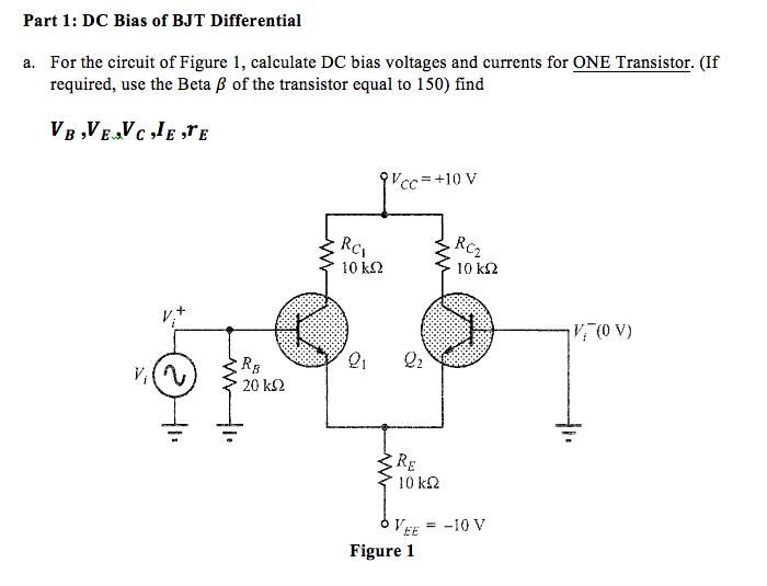 Solved Part 1: DC Bias of BJT Differential For the circuit | Chegg.com