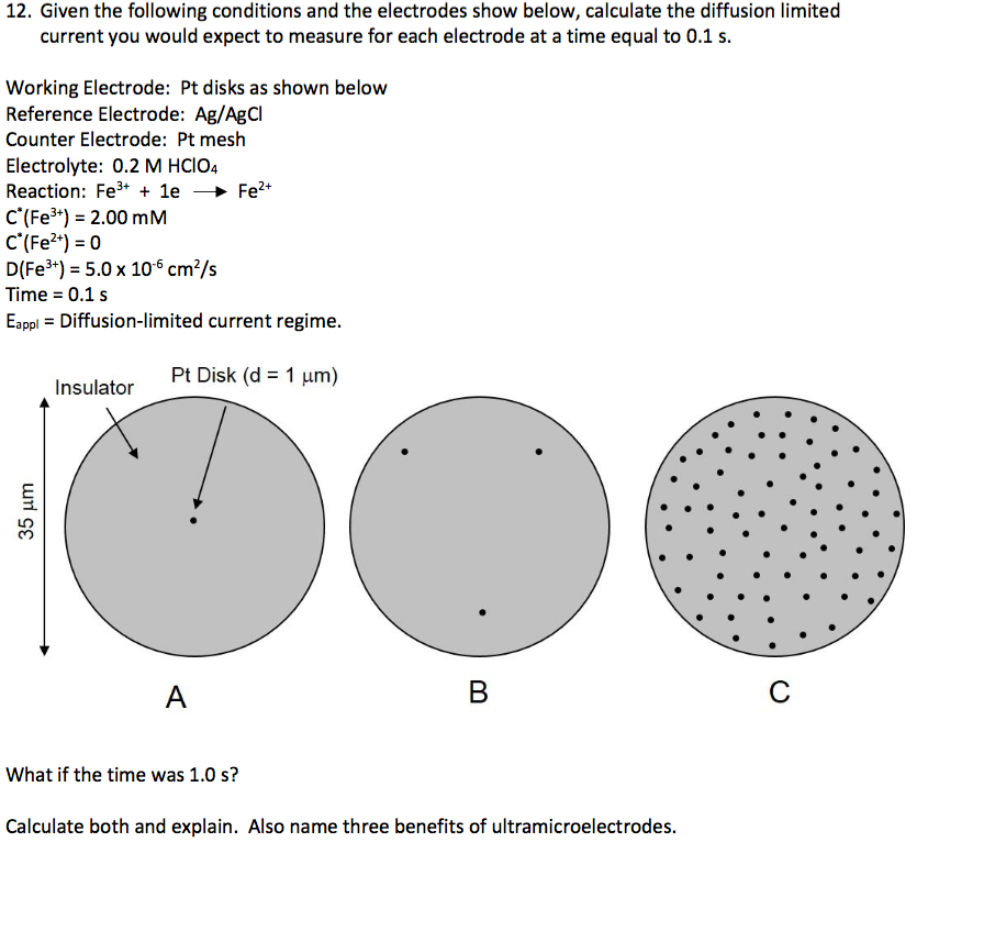 12. Given the following conditions and the electrodes | Chegg.com