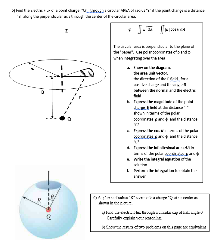 Solved Find the Electric Flux of a point charge, "Qt, | Chegg.com