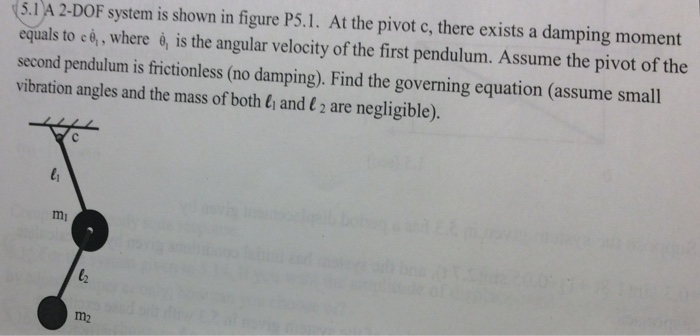 Solved A 2-DOF system is shown in figure P5.1. At the pivot | Chegg.com