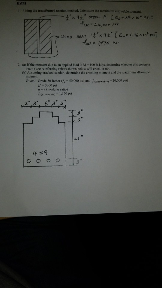 Solved L. Using the transformed section method, determine | Chegg.com