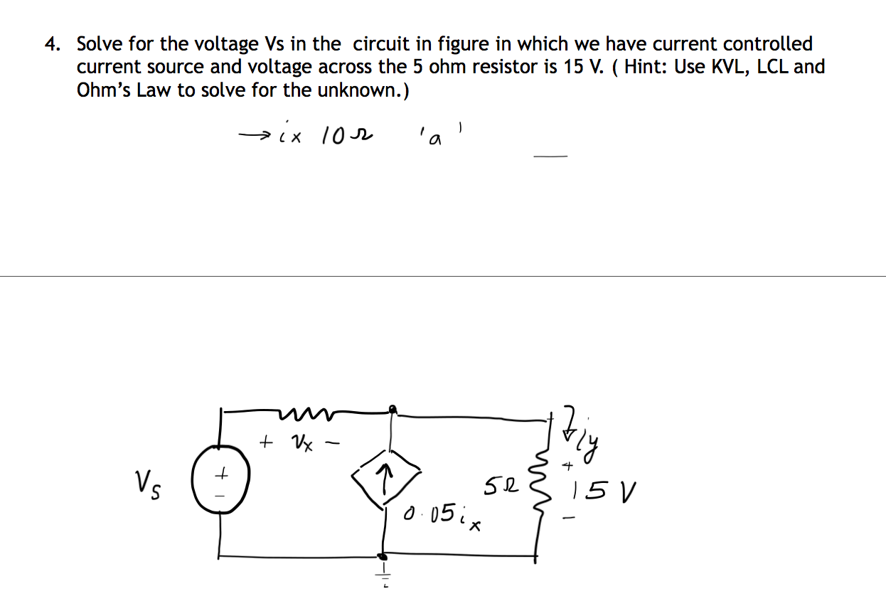 Solved Solve for the voltage Vs in the circuit in figure in | Chegg.com