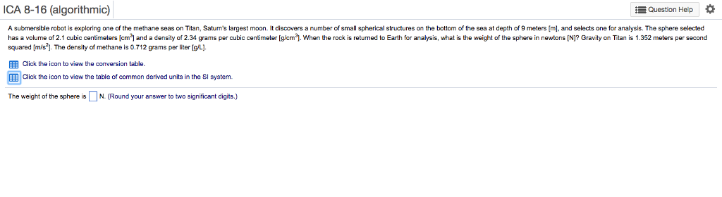 Solved ICA 8-16 (algorithmic) Question Help * A submersible | Chegg.com