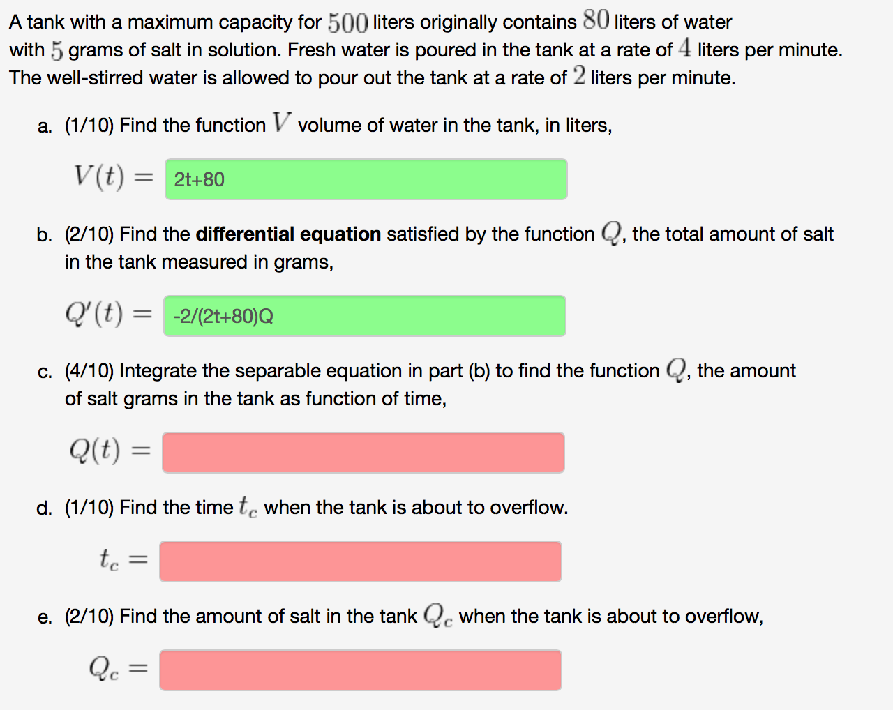 Solved A tank with a maximum capacity for 500 liters | Chegg.com
