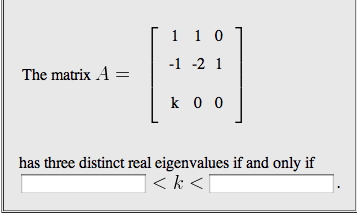 Solved The matrix .4 = has three distinct real eigenvalues | Chegg.com
