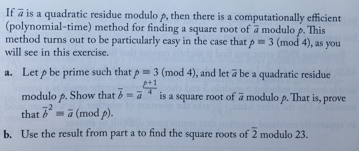 If a^- is a quadratic residue modulo p, then there is | Chegg.com