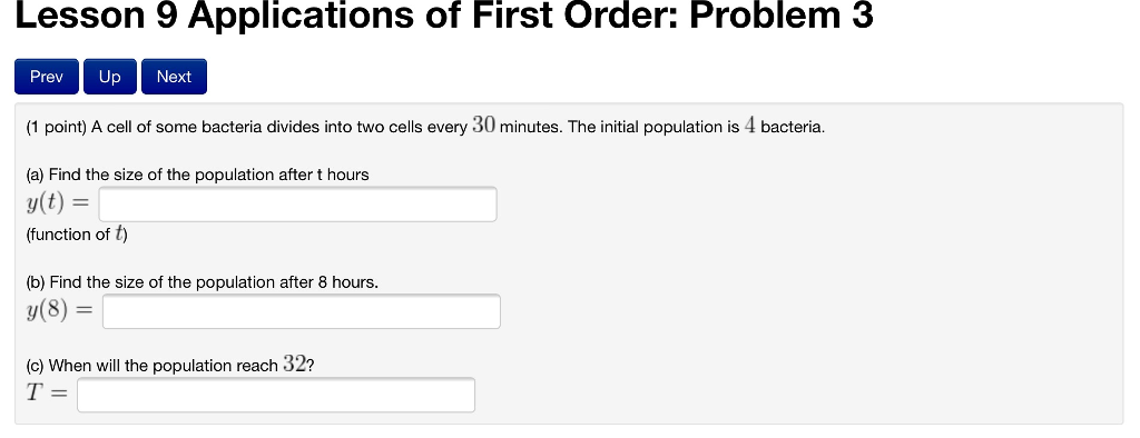 Solved Lesson 9 Applications of First Order: Problem 3 Prev | Chegg.com
