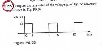 Solved Compute the rms value of the voltage given by the | Chegg.com
