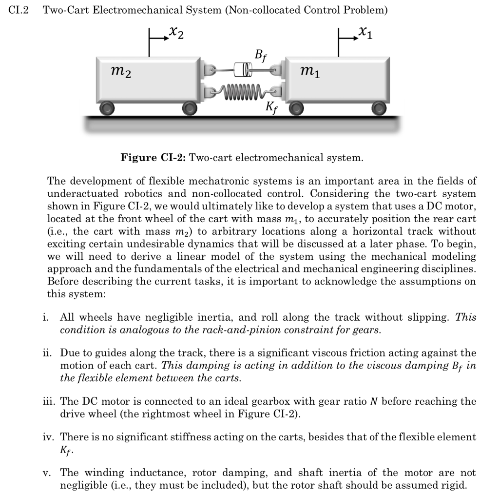 Solved CI.2 Two-Cart Electromechanical System | Chegg.com