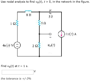 Solved Use nodal analysis to find vot), t>0, in the network | Chegg.com