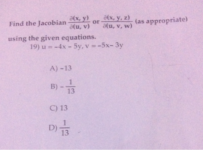 Solved Find the Jacobian partial derivative(x, y)/partial | Chegg.com
