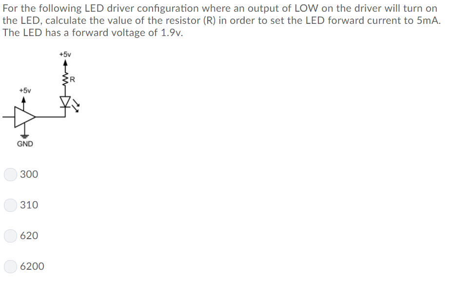 Solved For the following LED driver configuration where an | Chegg.com