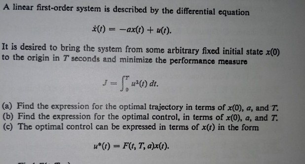 Solved A linear first-order system is described by the | Chegg.com