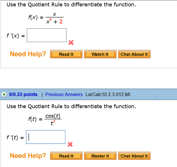 Solved Use the Quotient Rule to differentiate the function. | Chegg.com
