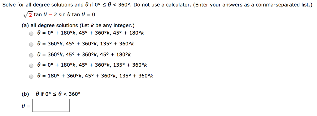 Solved Solve the following equation for all radian solutions | Chegg.com
