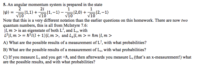 Solved An angular momentum system is prepared in the state | Chegg.com