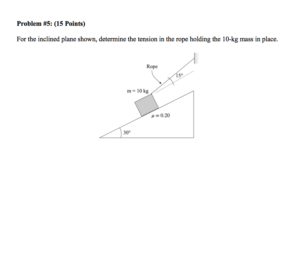 Solved Problem #5: (15 Points) For the inclined plane shown, | Chegg.com