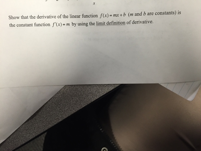 Solved Show that the derivative of the linear function f (x) | Chegg.com