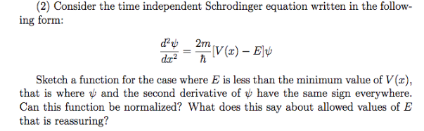 Solved Consider the time independent Schrodinger equation | Chegg.com