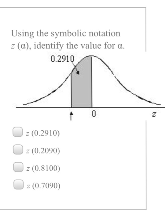 Solved Using the symbolic notation z(alpha), identify the | Chegg.com