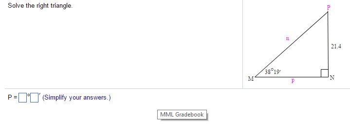 Solved Solve the right triangle. | Chegg.com