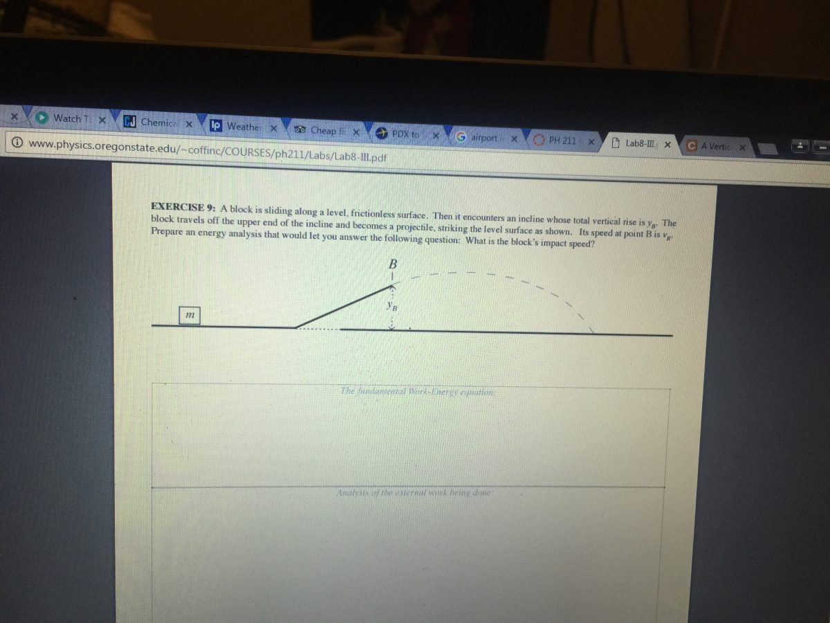 Solved A block is sliding along a level, frictionless | Chegg.com