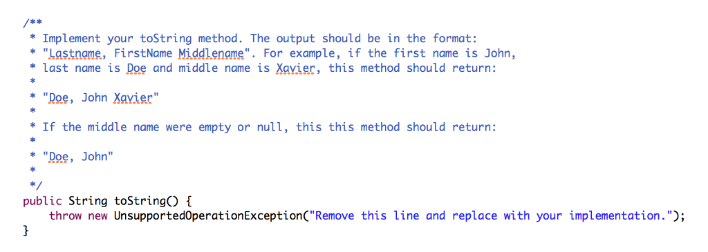 Solved Implement Your Tostring Method The Output Should Be