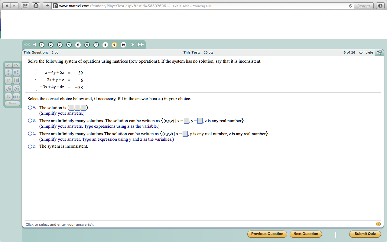 Solved Solve the following system of equations using | Chegg.com