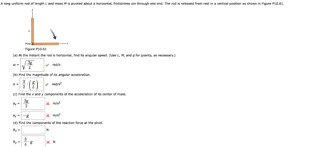 Solved A long uniform rod of length L and mass M is pivoted | Chegg.com