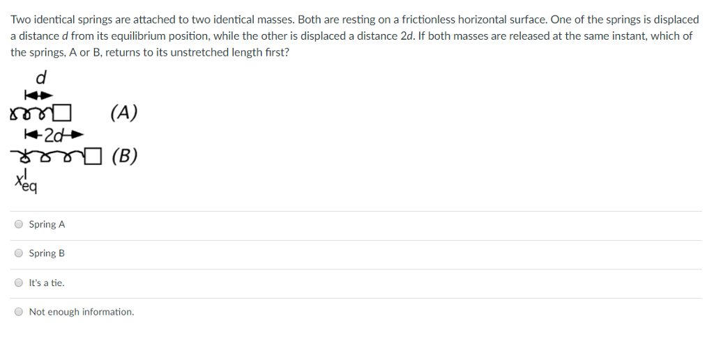 Solved Two identical springs are attached to two identical | Chegg.com