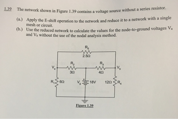 Solved The network shown in Figure 1.39 contains a voltage | Chegg.com