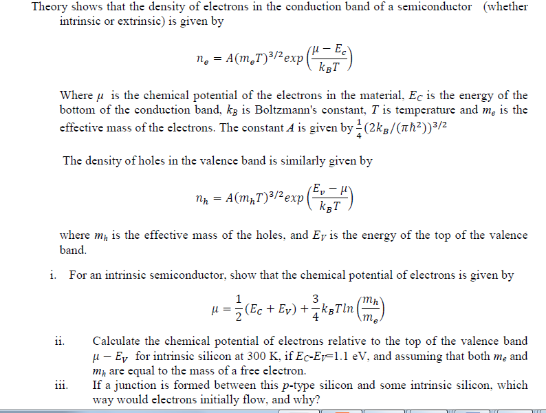 Solved Theory shows that the density of electrons in the | Chegg.com