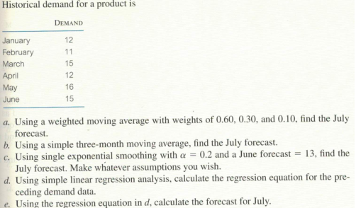 Solved Historical demand for a product is a. Using a | Chegg.com