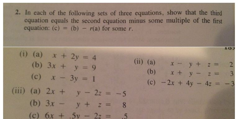 Solved 2 In Each Of The Following Sets Of Three Equations