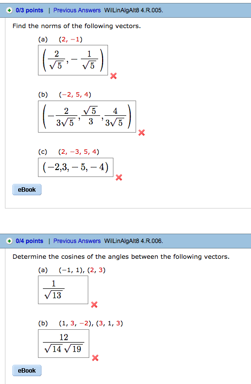 Solved Find the norms of the following vectors. (2, -1) | Chegg.com