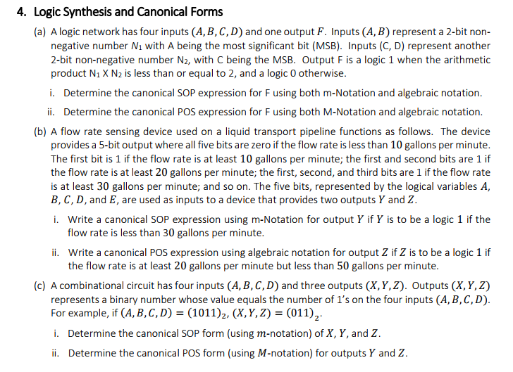 Solved 4. Logic Synthesis and Canonical Forms (a) A logic | Chegg.com