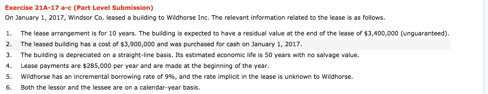 Solved Exercise 21A-17 a-c (Part Level Submission) On | Chegg.com