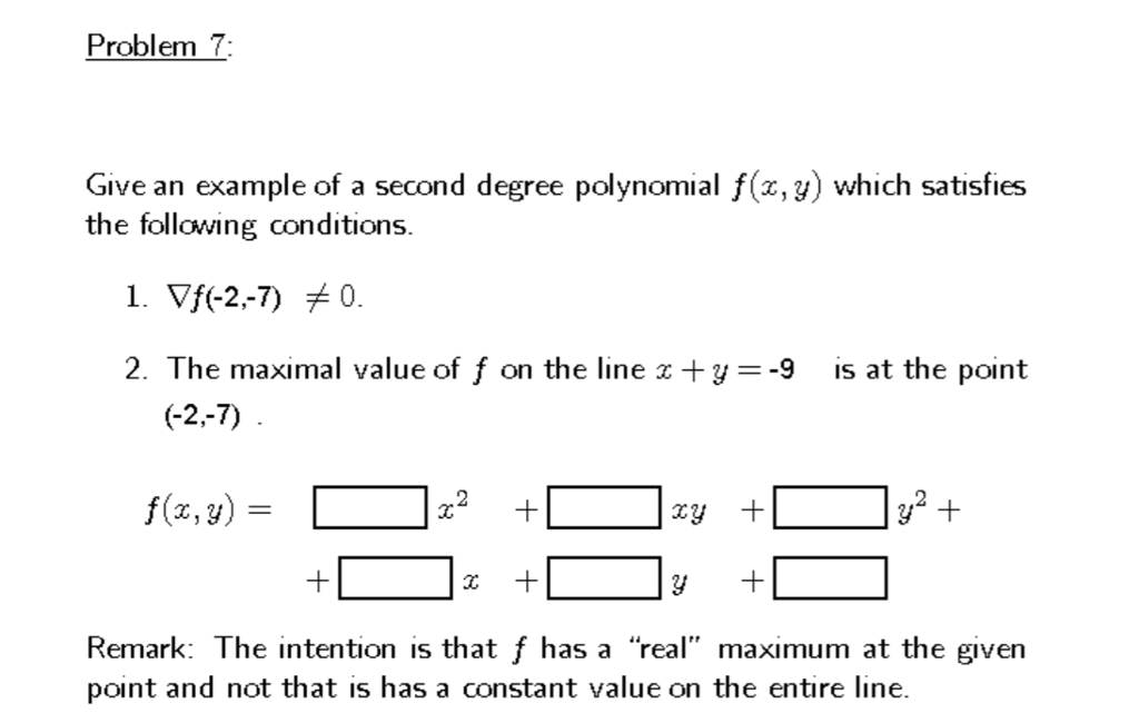 Solved Give an example of a second degree polynomial f (x, | Chegg.com