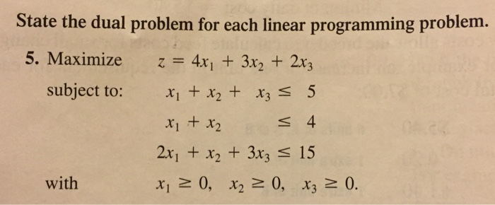 Solved State The Dual Problem For Each Linear Programming 