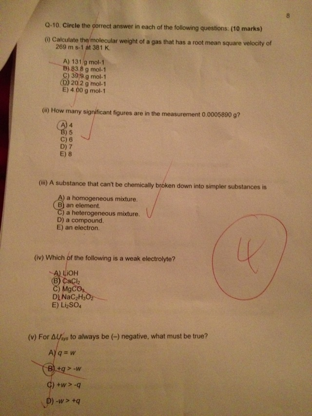 Solved Circle the correct answer in each of the following | Chegg.com