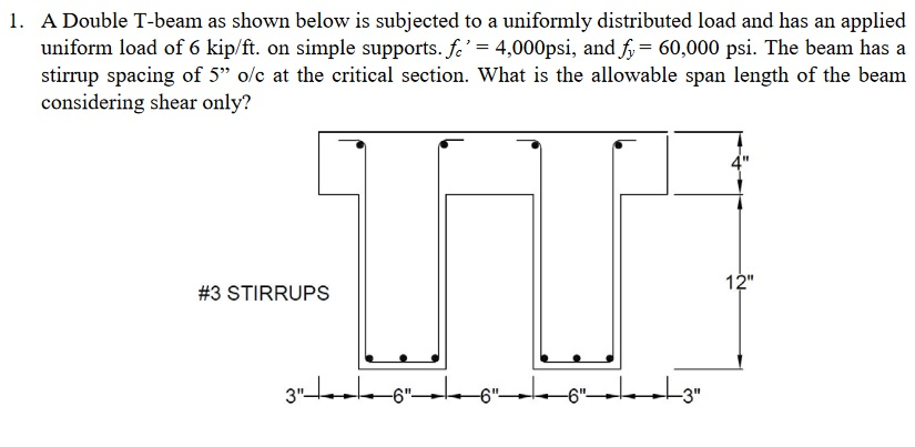 A Double T-beam as shown below is subjected to a | Chegg.com