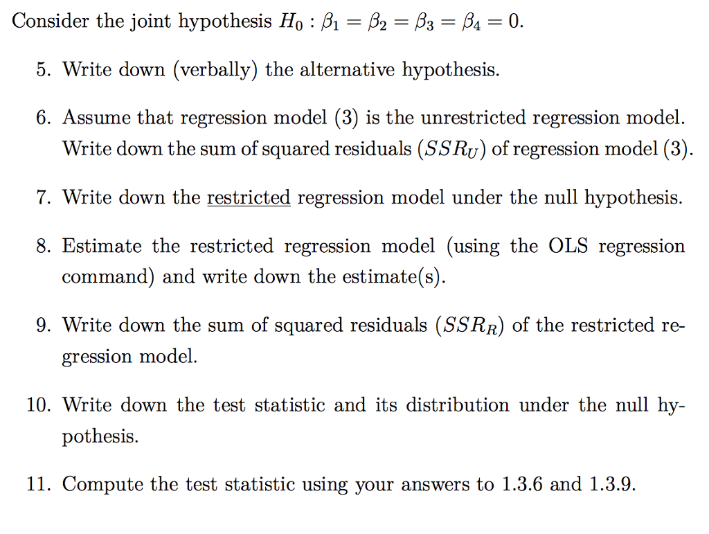 Solved Consider the joint hypothesis H0 : = β2-β3 34-0 5. | Chegg.com