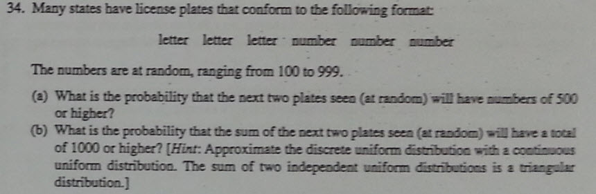 Solved Many states have license plates that conform to the | Chegg.com