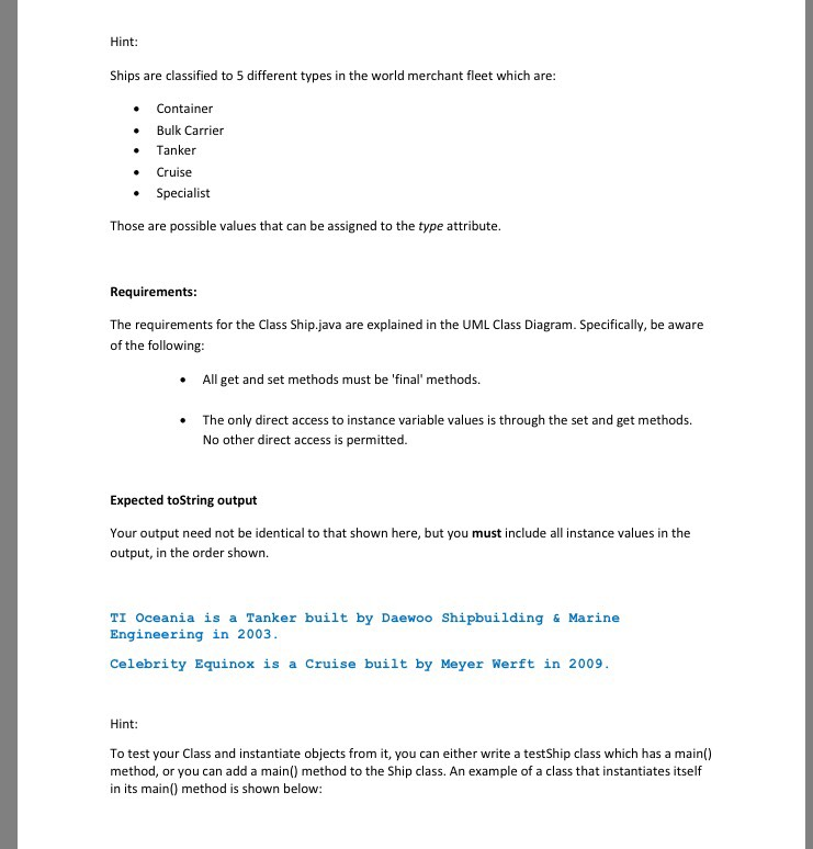 Solved Purpose: To review defining a Class of objects, | Chegg.com