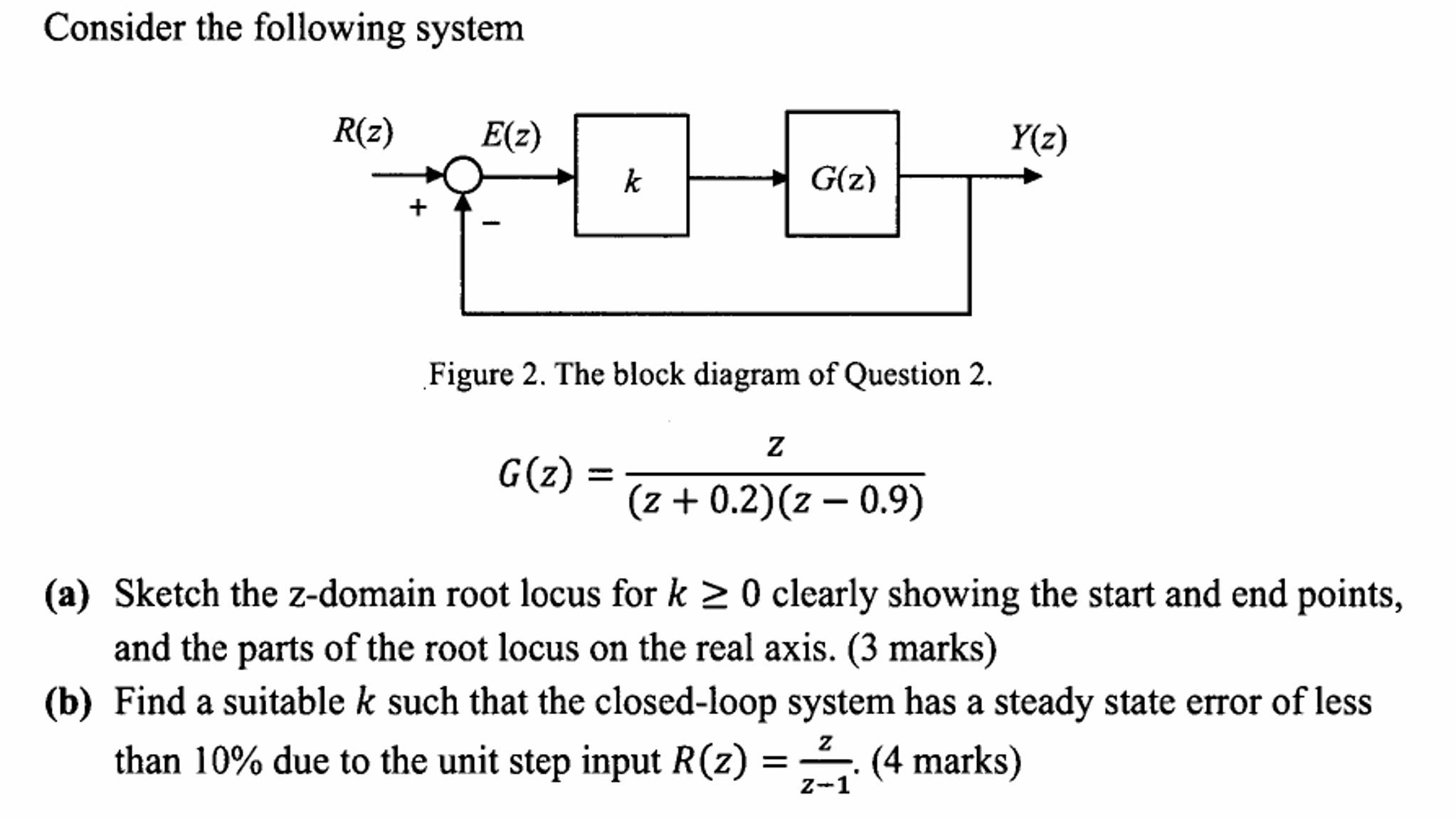 Consider the following system G(z) = z/(z + 0.2) (z | Chegg.com
