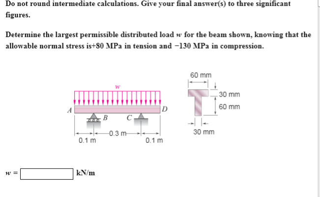 Solved Determine the largest permissible distributed load w | Chegg.com