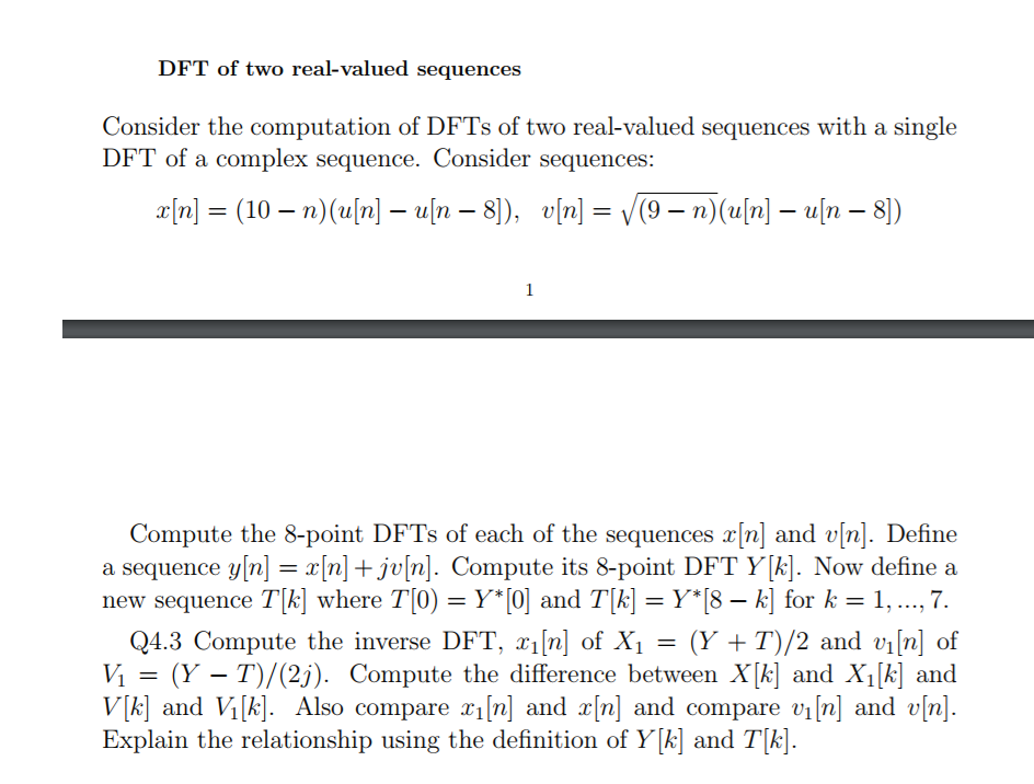 Solved DFT of two real-valued sequences Consider the | Chegg.com