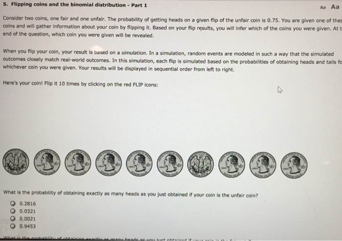Solved 5. Flipping coins and the binomial distribution - | Chegg.com