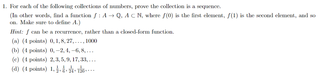 Solved For each of the following collections of numbers, | Chegg.com
